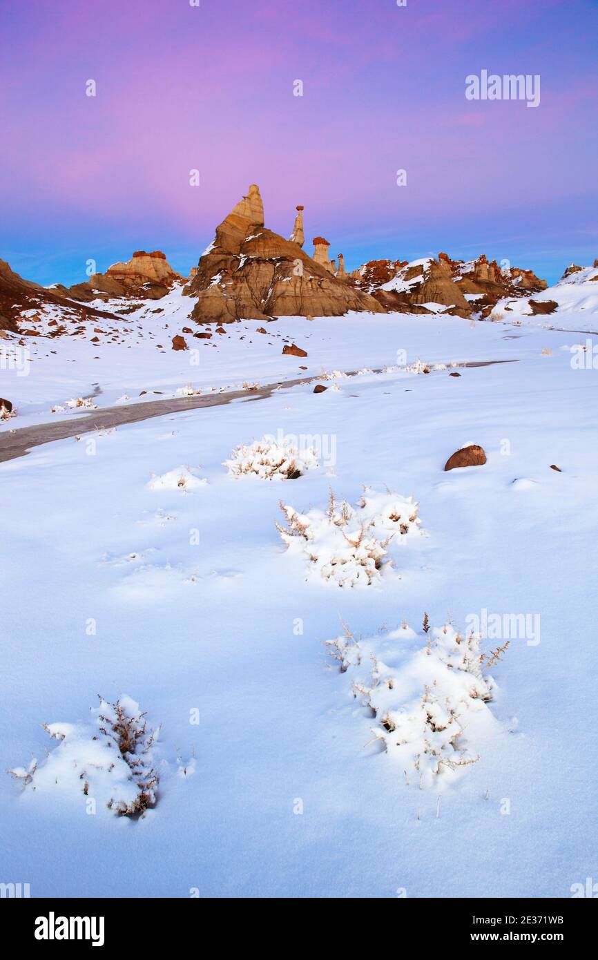 Bisti Badlands, monolith and rock column formed from clay and sandstone ...