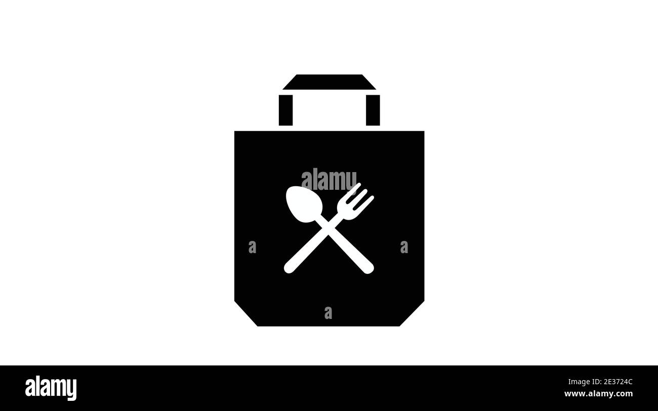 Vector Isolated Black and White Take Away Bag Icon or Sign Stock Vector ...