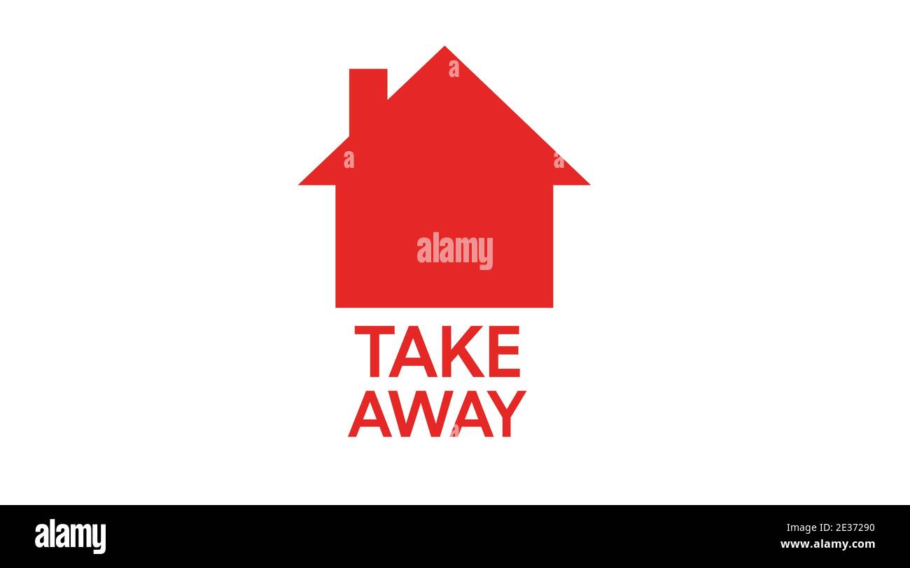 Vector Isolated Take Away Icon or Sign with House Shape Stock Vector ...