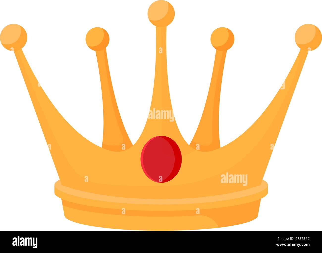 Gold royal crown. Luxurious yellow headdress kings with red sapphire in ...