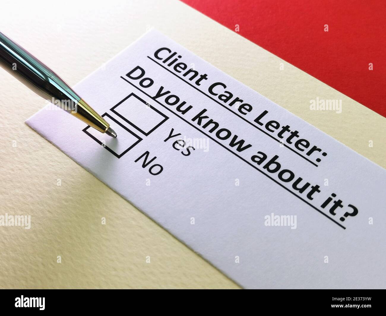 One person is answering question about client care letter Stock Photo ...