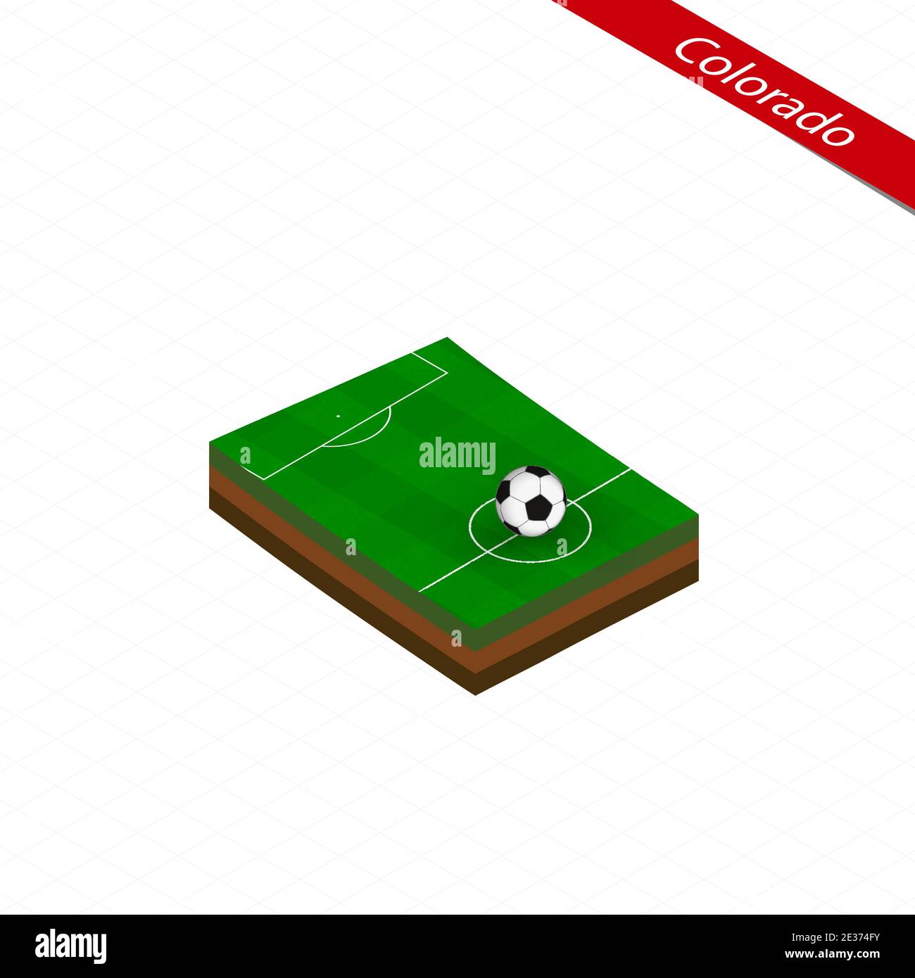 Isometric map of US state Colorado with soccer field. Football ball in ...