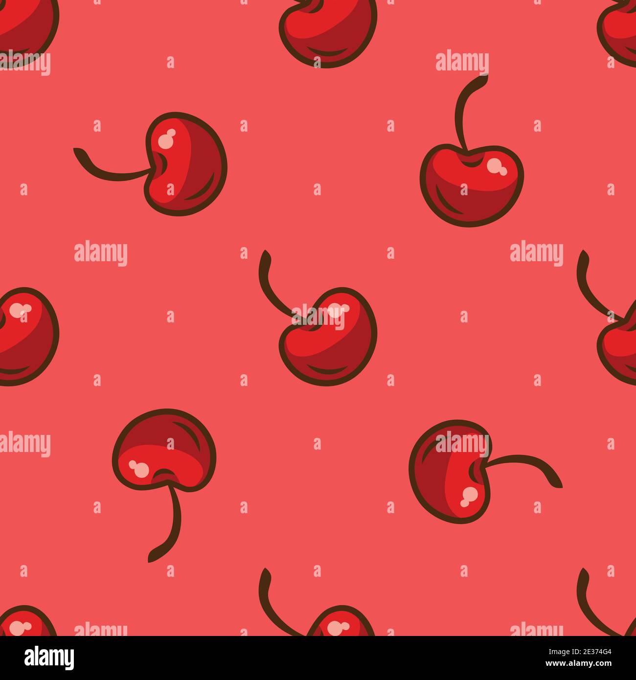 Bright red cherry seamless pattern. Vector illustration Stock Vector ...