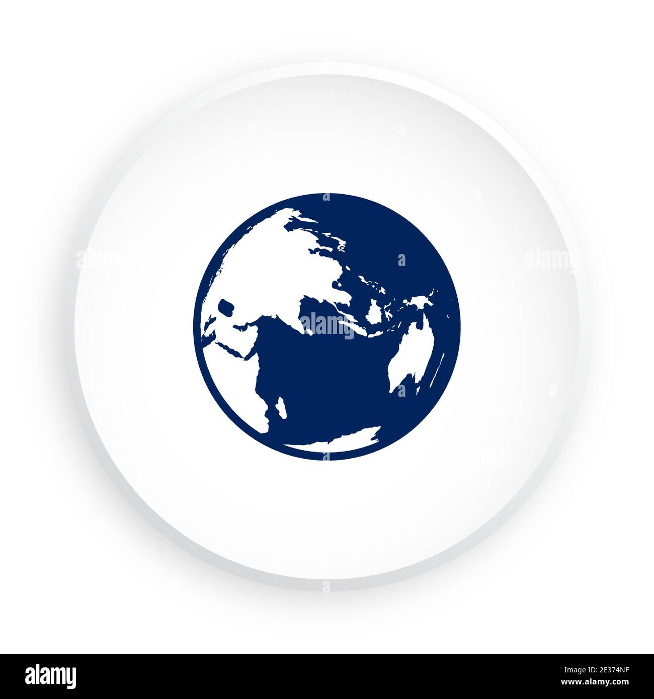 Icon of hemisphere of globe with continents and continents. Button for ...