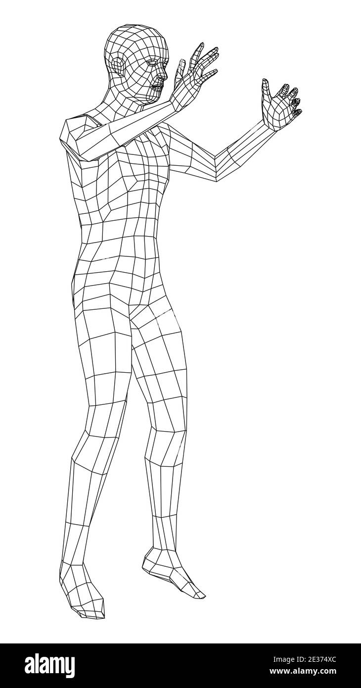 Wireframe jumping man. Vector Stock Vector Image & Art - Alamy