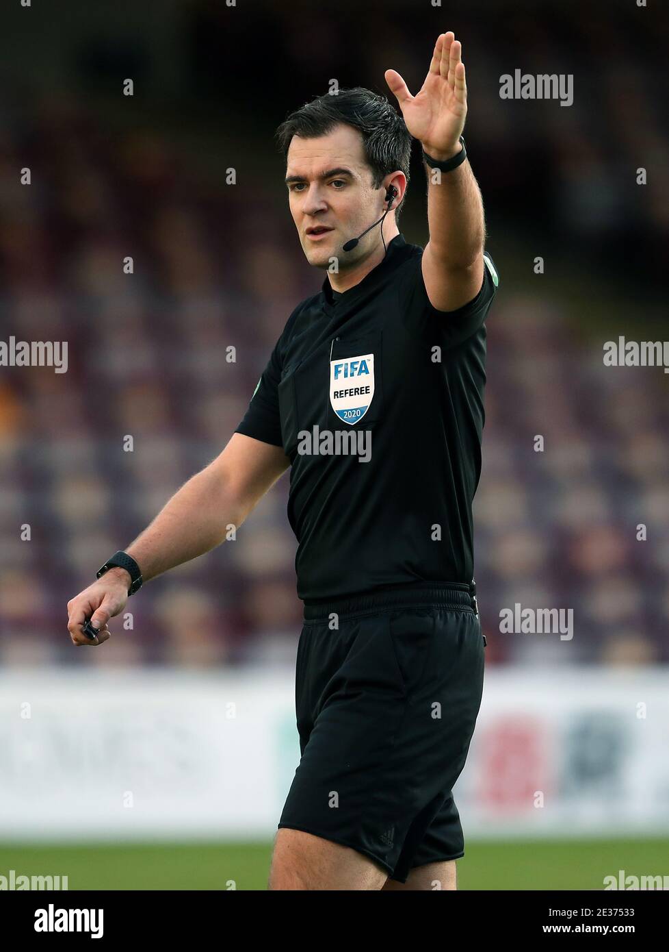 Referee Don Robertson during the Scottish Premiership match at Fir Park ...