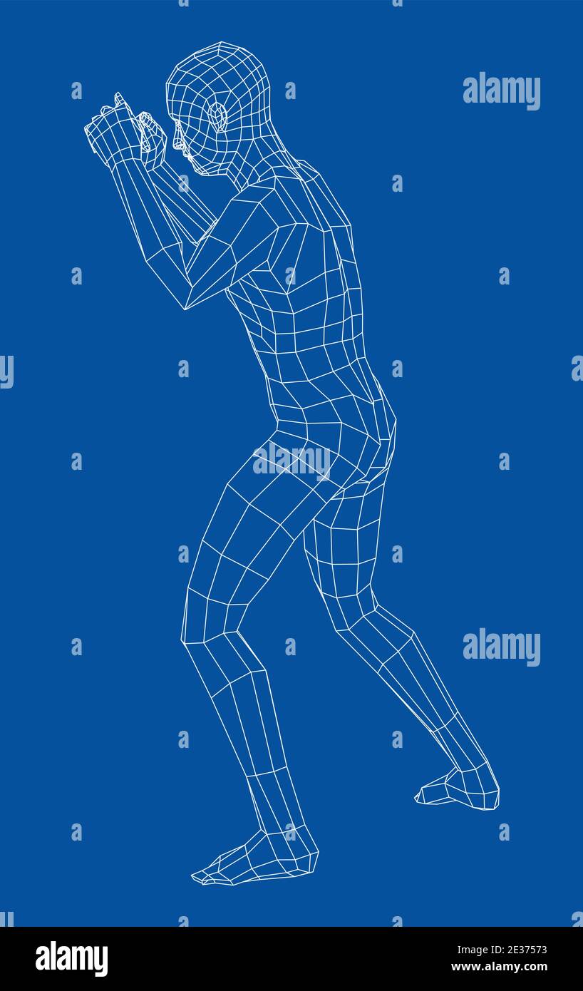 Wireframe boxing man. Vector Stock Vector Image & Art - Alamy