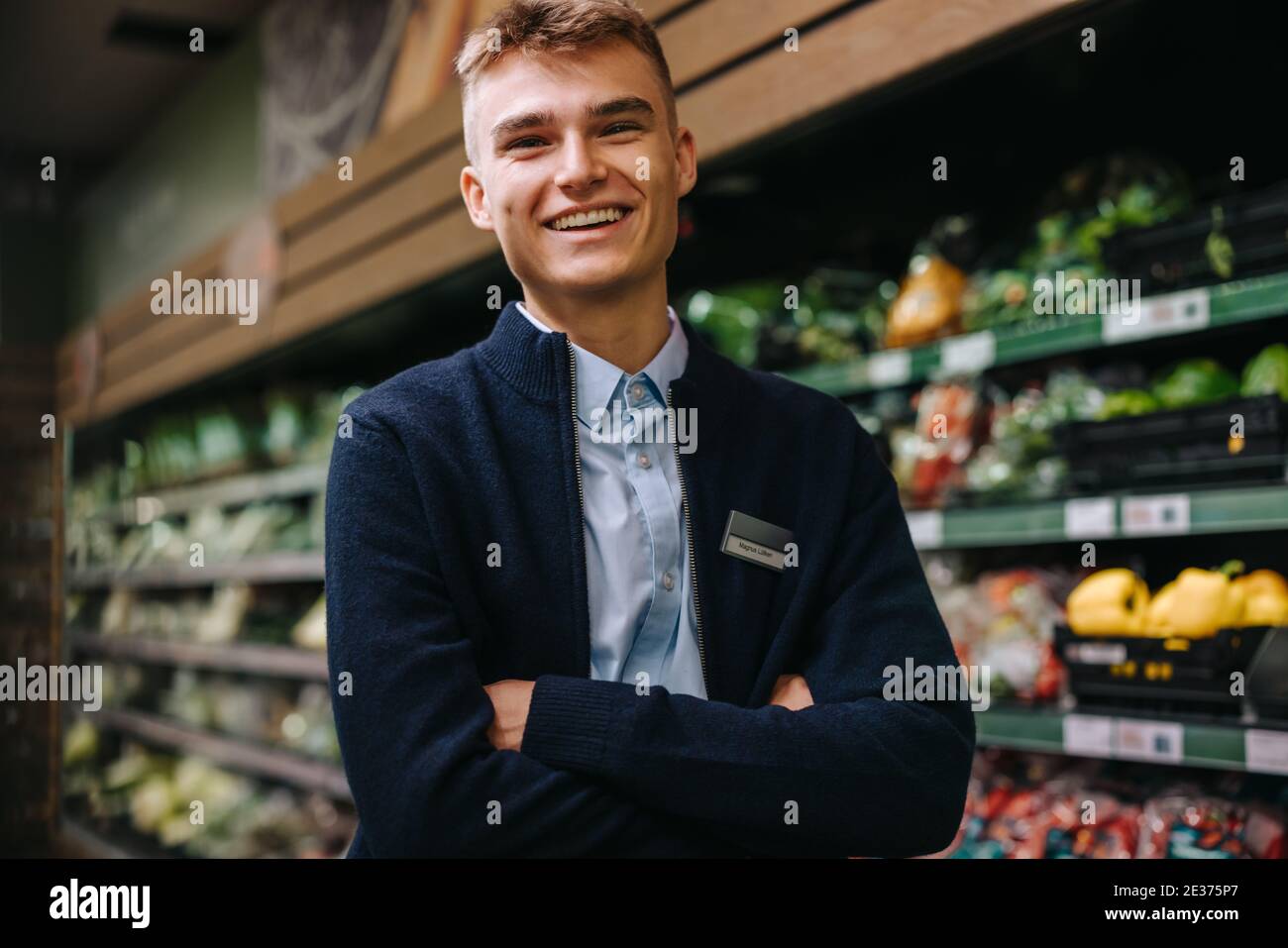 Male supermarket trainee hi-res stock photography and images - Alamy