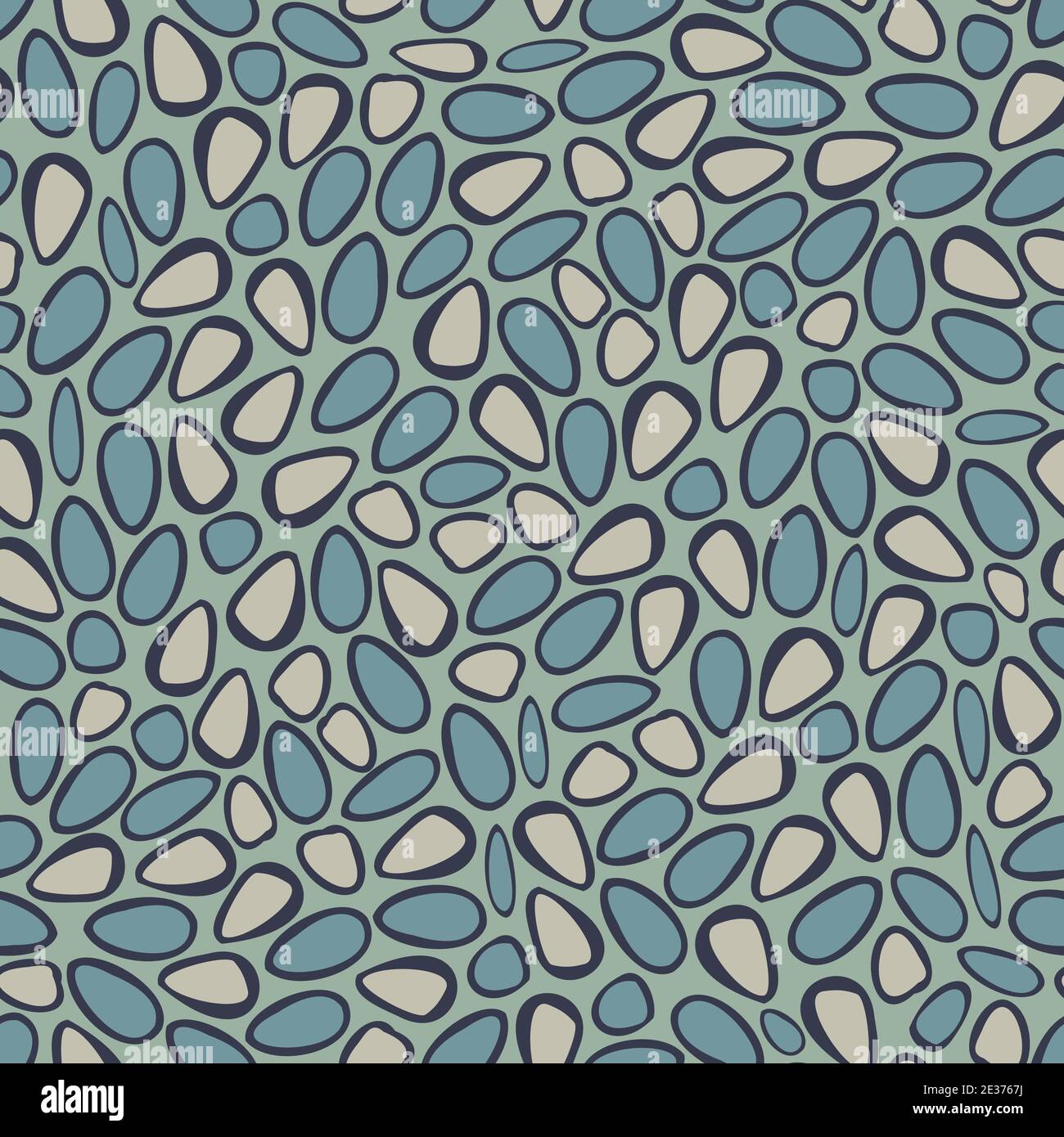 Vector seamless pattern of an abstract pebbles on a blue background ...