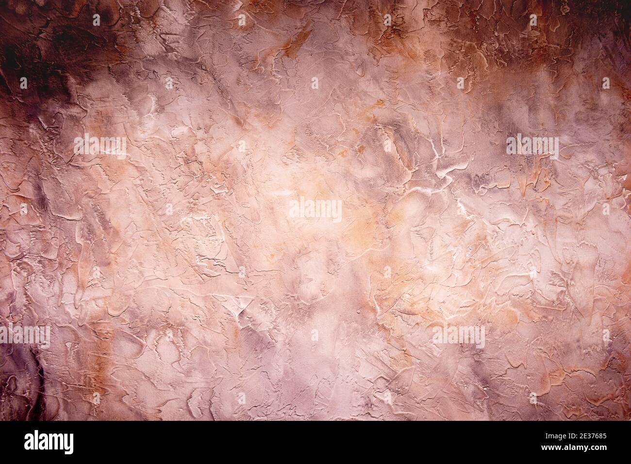 Close-up of rough handmade textured cement surface painted in mix of ...