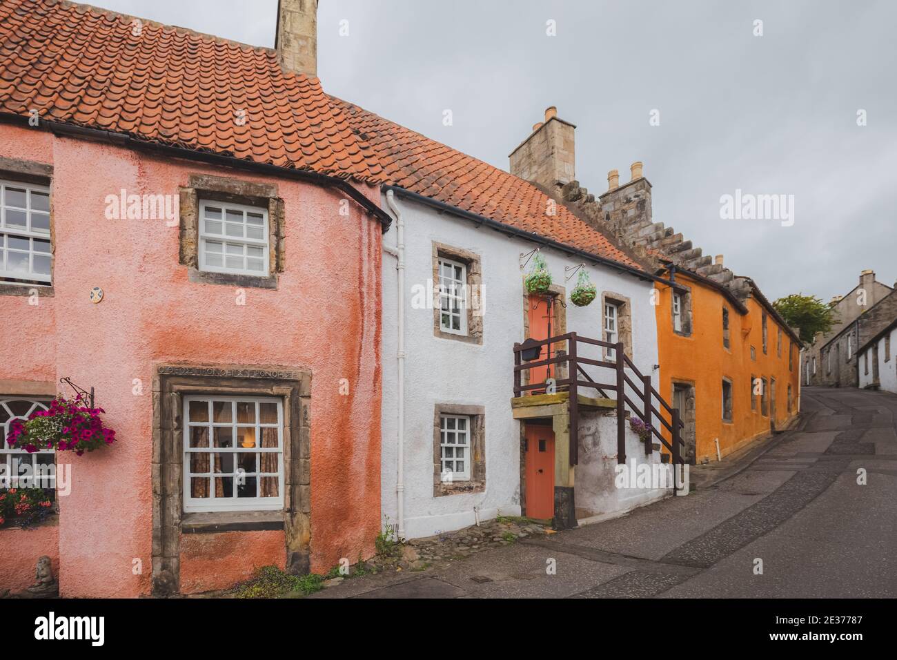 Quaint and picturesque harling homes in the small village of Culross, a ...