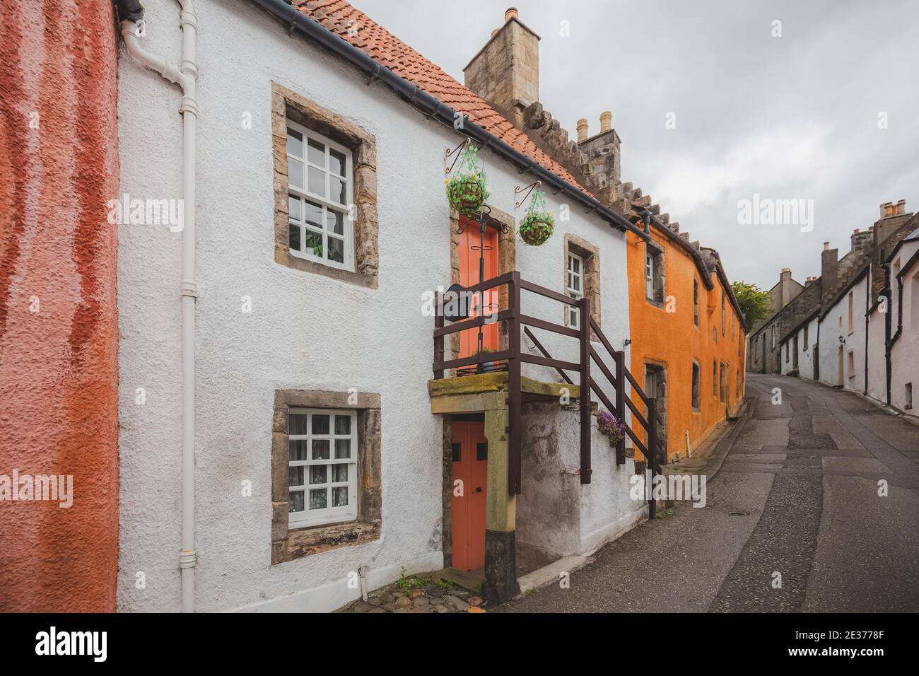 Quaint and picturesque harling homes in the small village of Culross, a ...