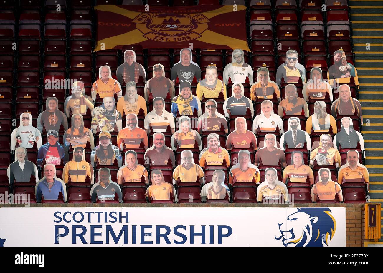 Cardboard cutouts of Motherwell fans in the stands during the Scottish ...