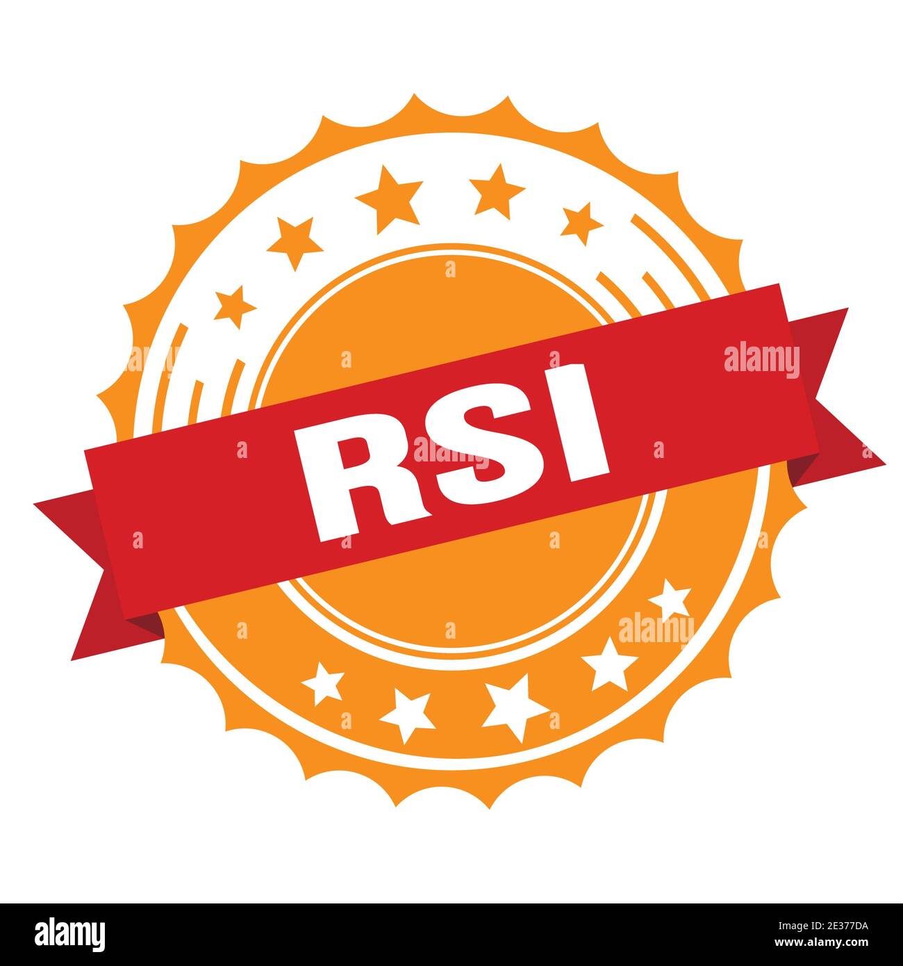 RSI text on red orange ribbon badge stamp Stock Photo - Alamy