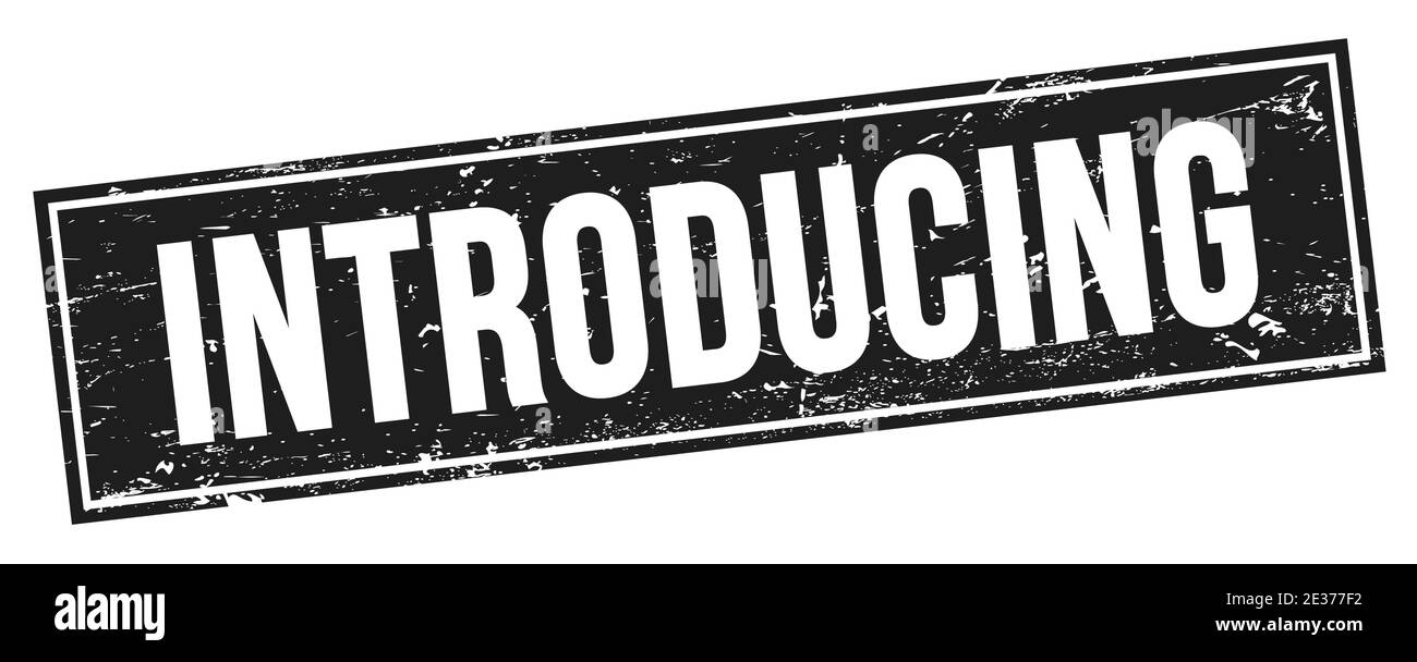 INTRODUCING text on black grungy rectangle stamp sign Stock Photo - Alamy