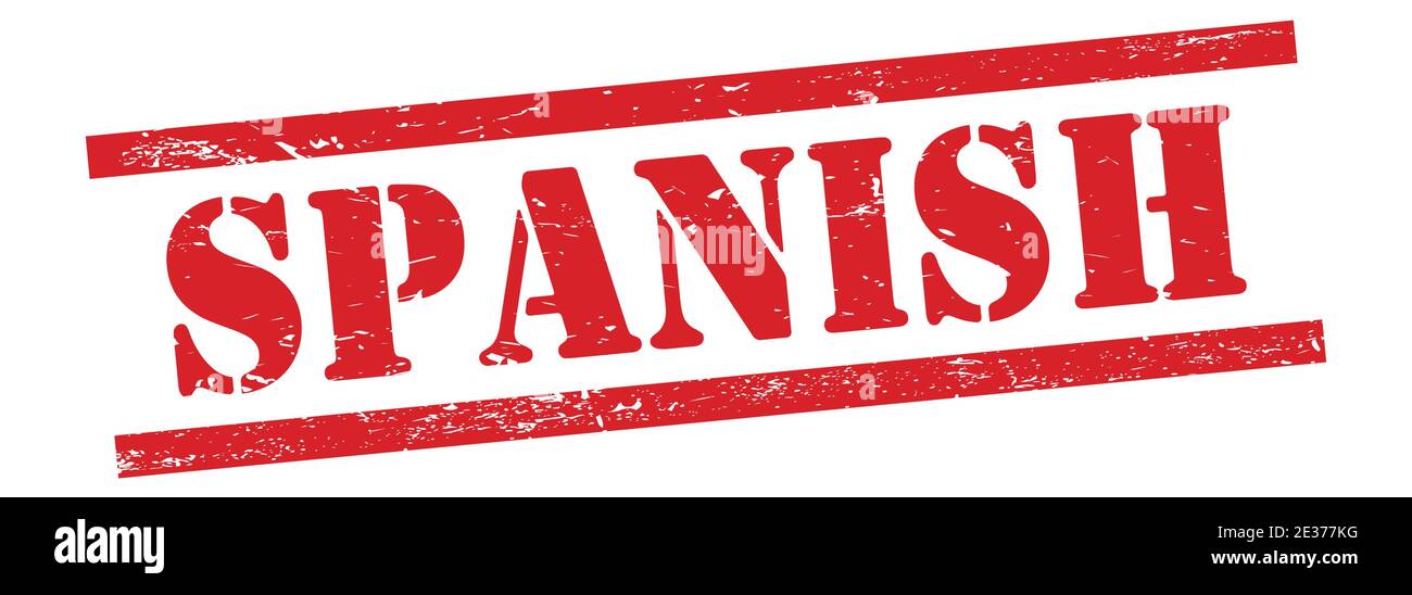 SPANISH text on red grungy vintage rubber stamp Stock Photo - Alamy