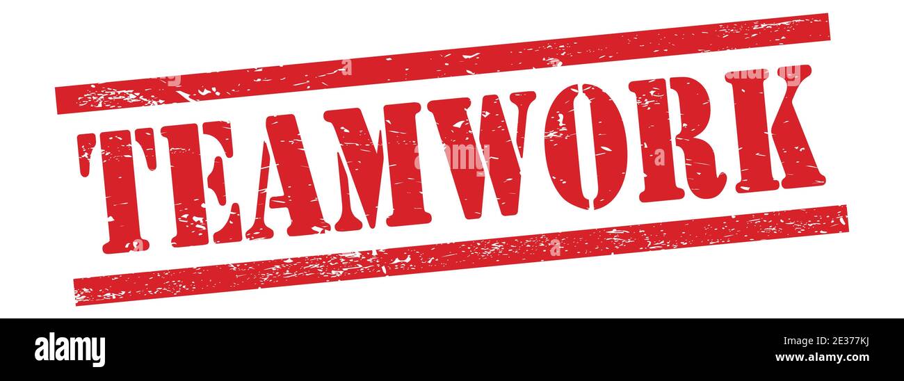 TEAMWORK text on red grungy vintage rubber stamp Stock Photo - Alamy