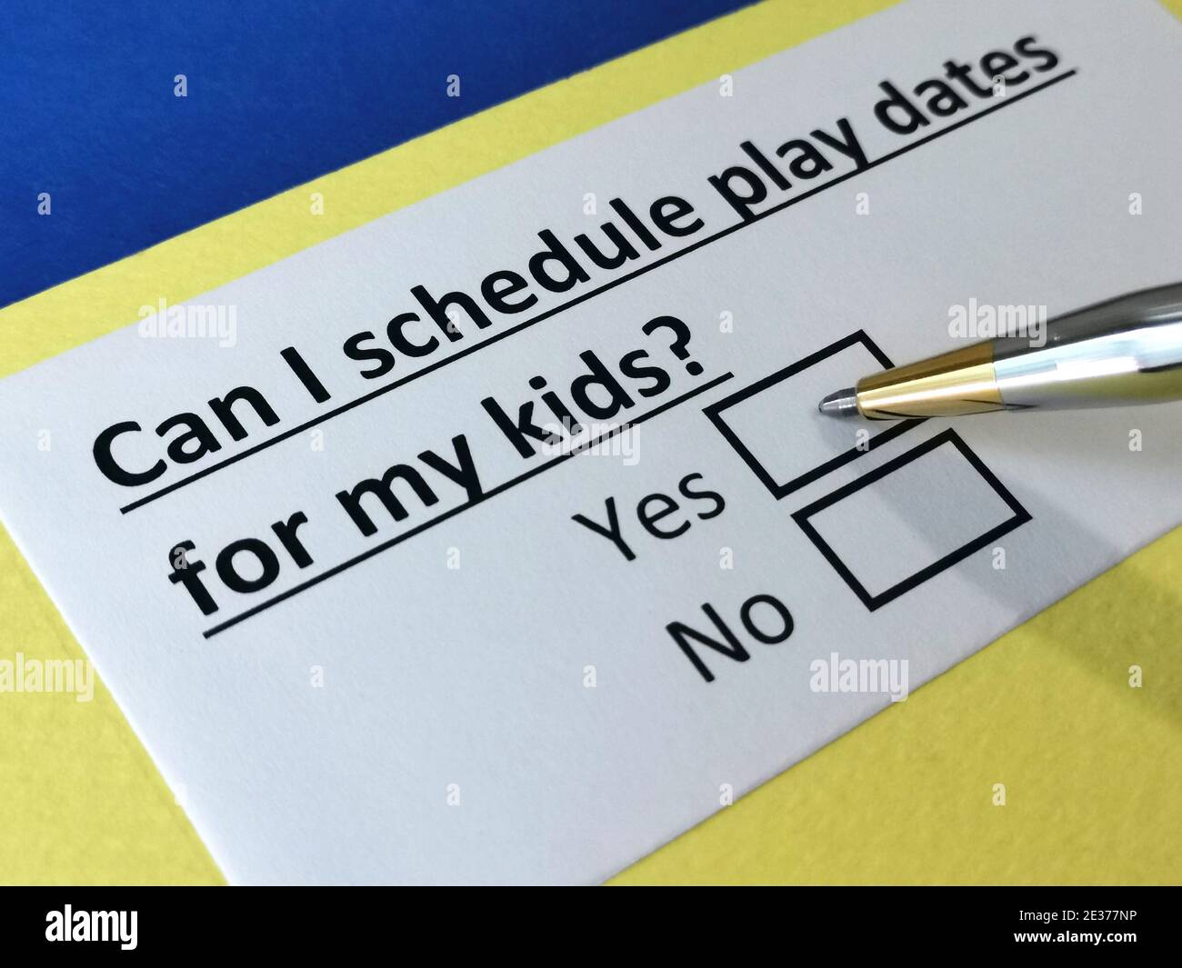 One person is answering question about play dates for kids Stock Photo ...