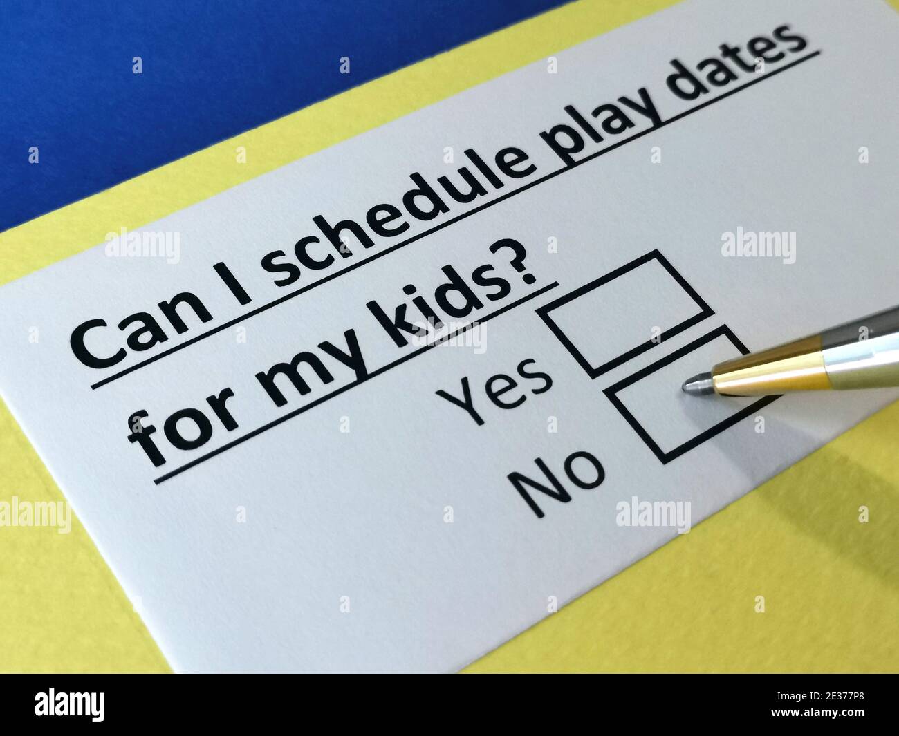 One person is answering question about play dates for kids Stock Photo ...
