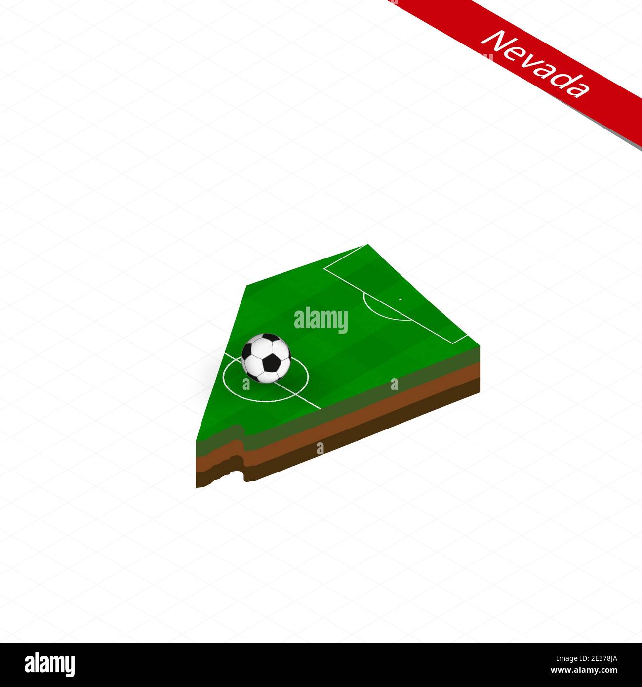Isometric map of US state Nevada with soccer field. Football ball in ...