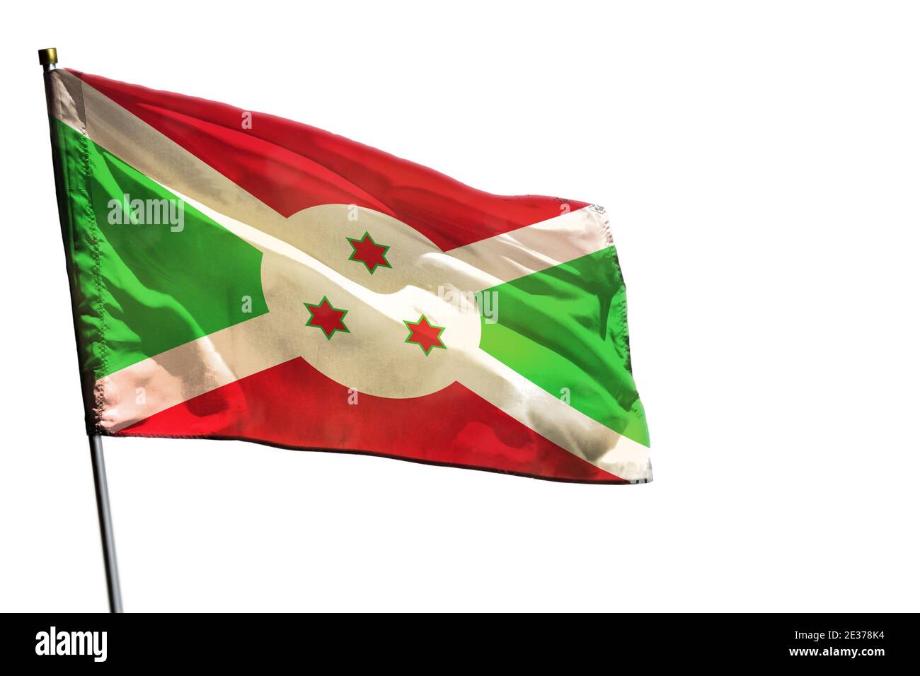 Fluttering Burundi flag isolated on white background Stock Photo - Alamy