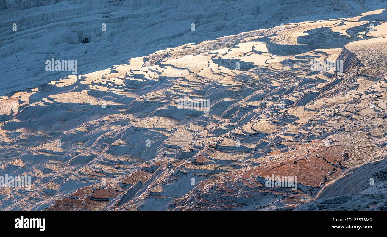 Pamukkale terraced rock formation with salt and water, Turkey Stock ...