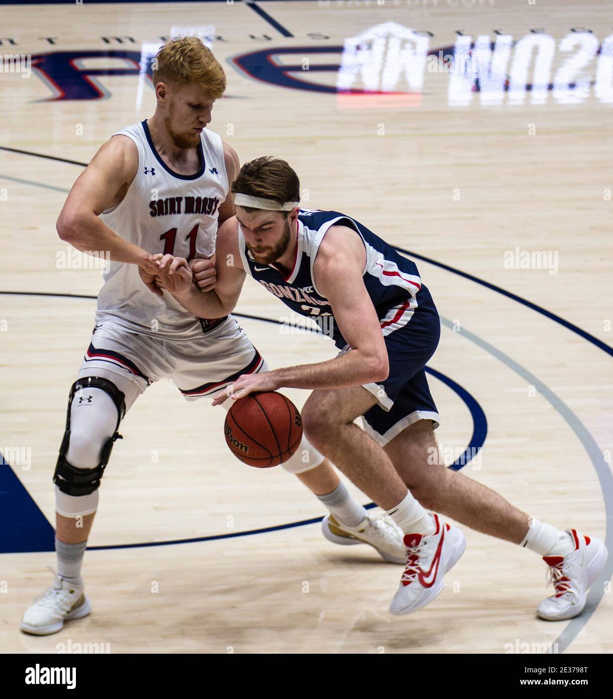 January 16, 2021 Moraga, CA U.S.A. Gonzaga Bulldogs forward Drew Timme ...