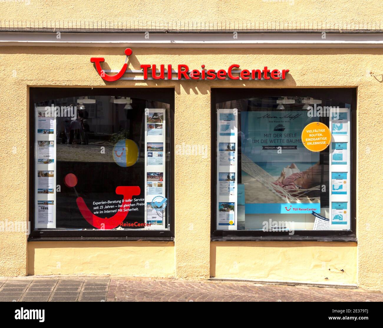 Schwabach, Germany: Tui logo on a wall. Tui is a Anglo-German travel ...