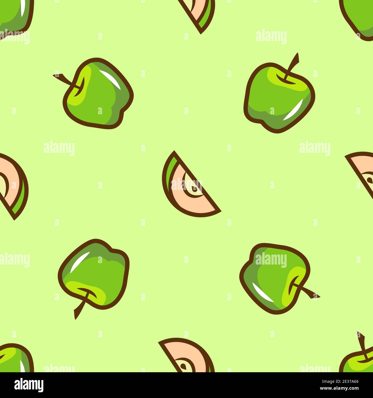 Bright green apple seamless pattern. Vector illustration Stock Vector ...