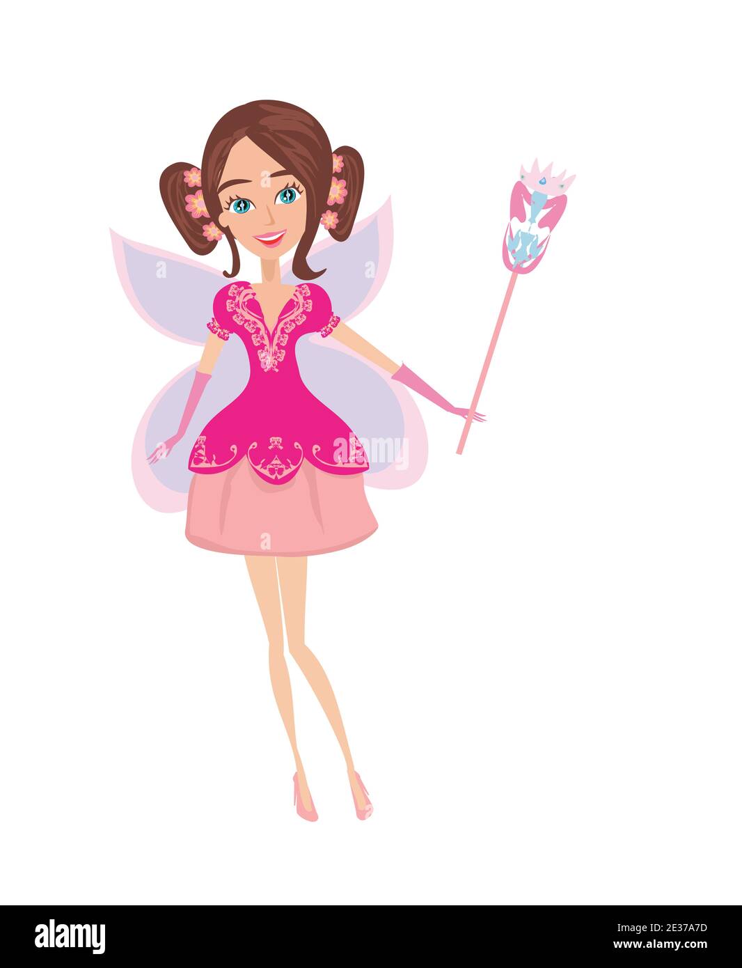 Beautiful fairy with magic wand - isolated illustration Stock Vector ...