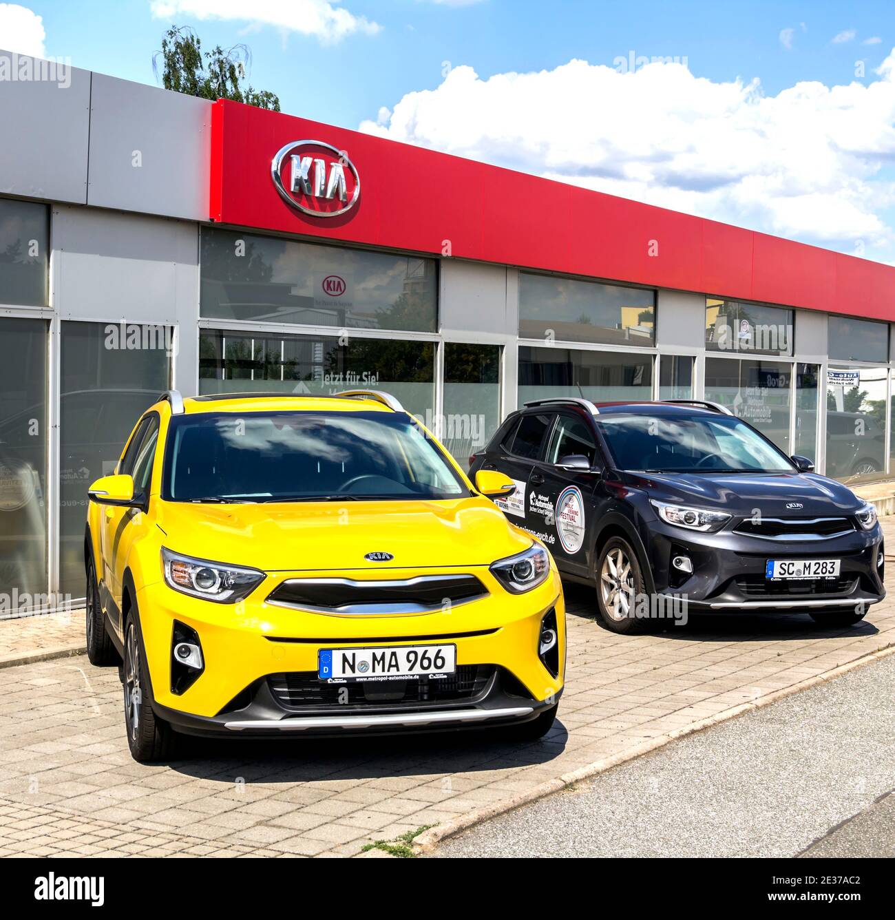 Schwabach, GERMANY : Kia automobile dealership Sign. Kia is a South ...