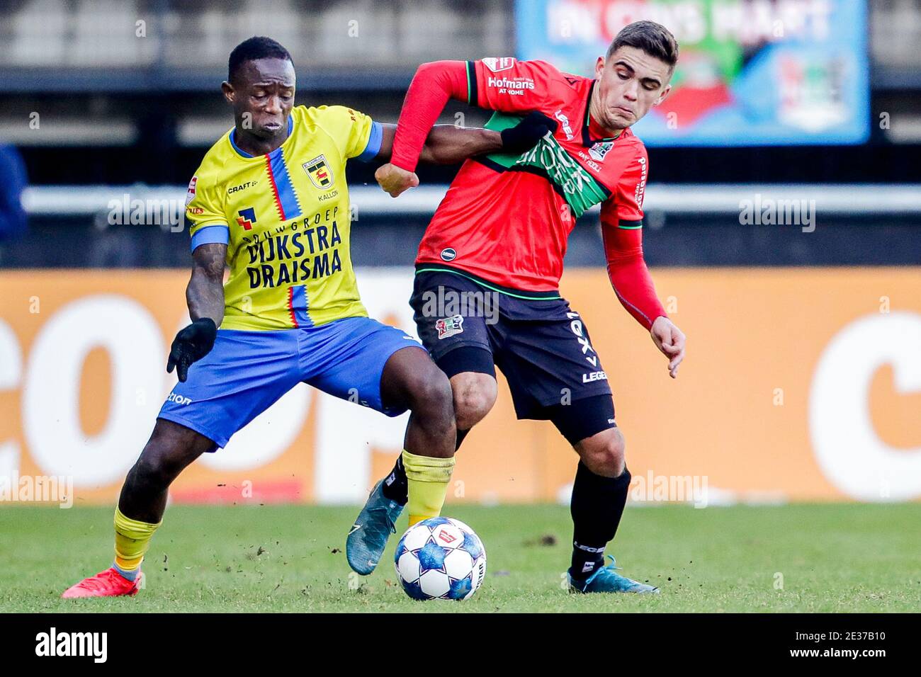NIJMEGEN, NETHERLANDS - JANUARY 17: (L-R): Issa Kallon of SC Cambuur ...