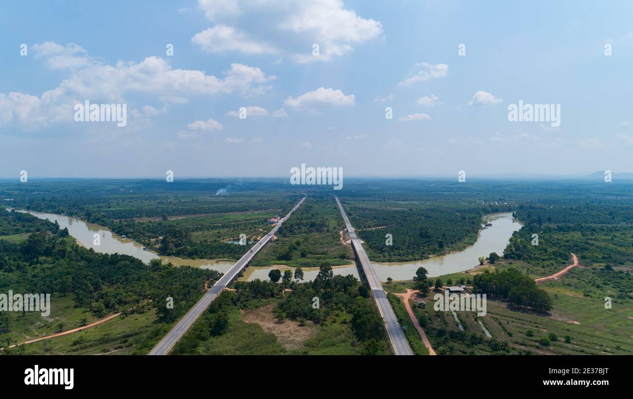 Aerial view Highway traffic road with cars,View above,Aerial view of ...