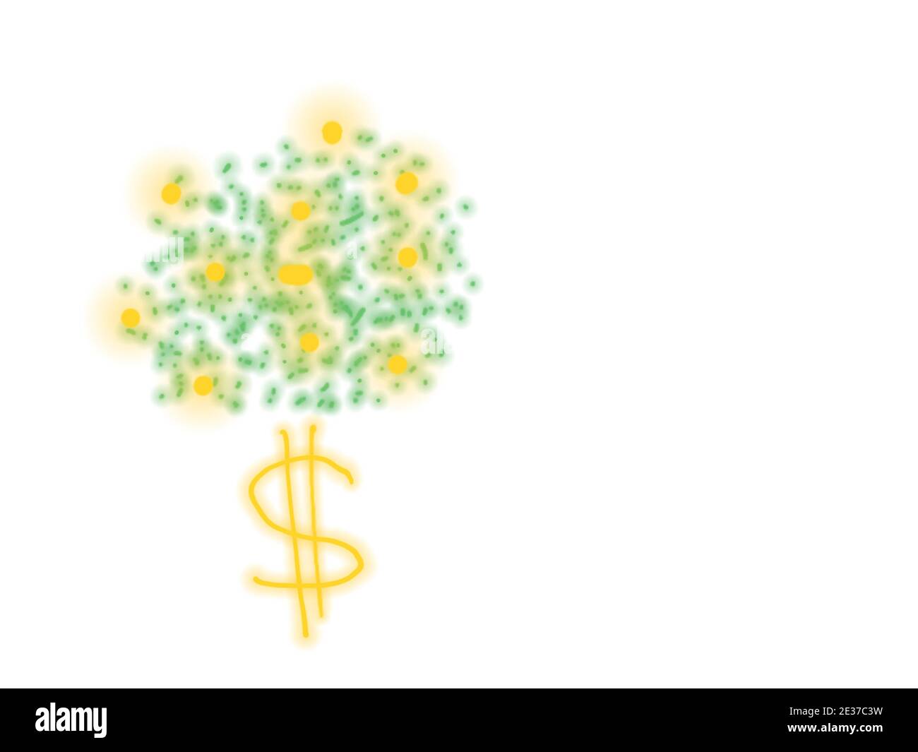 tree with green leaves and money trunk with dollar sign on white ...