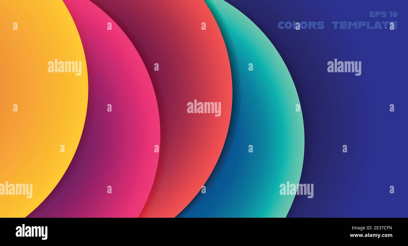 Abstract colorful gradient circle overlapping artwork 3D design template. Style of dimension ...