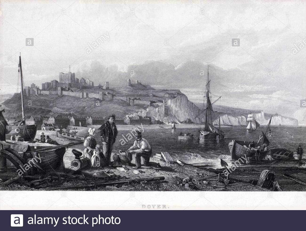 Dover, England, vintage illustration from 1880 Stock Photo - Alamy