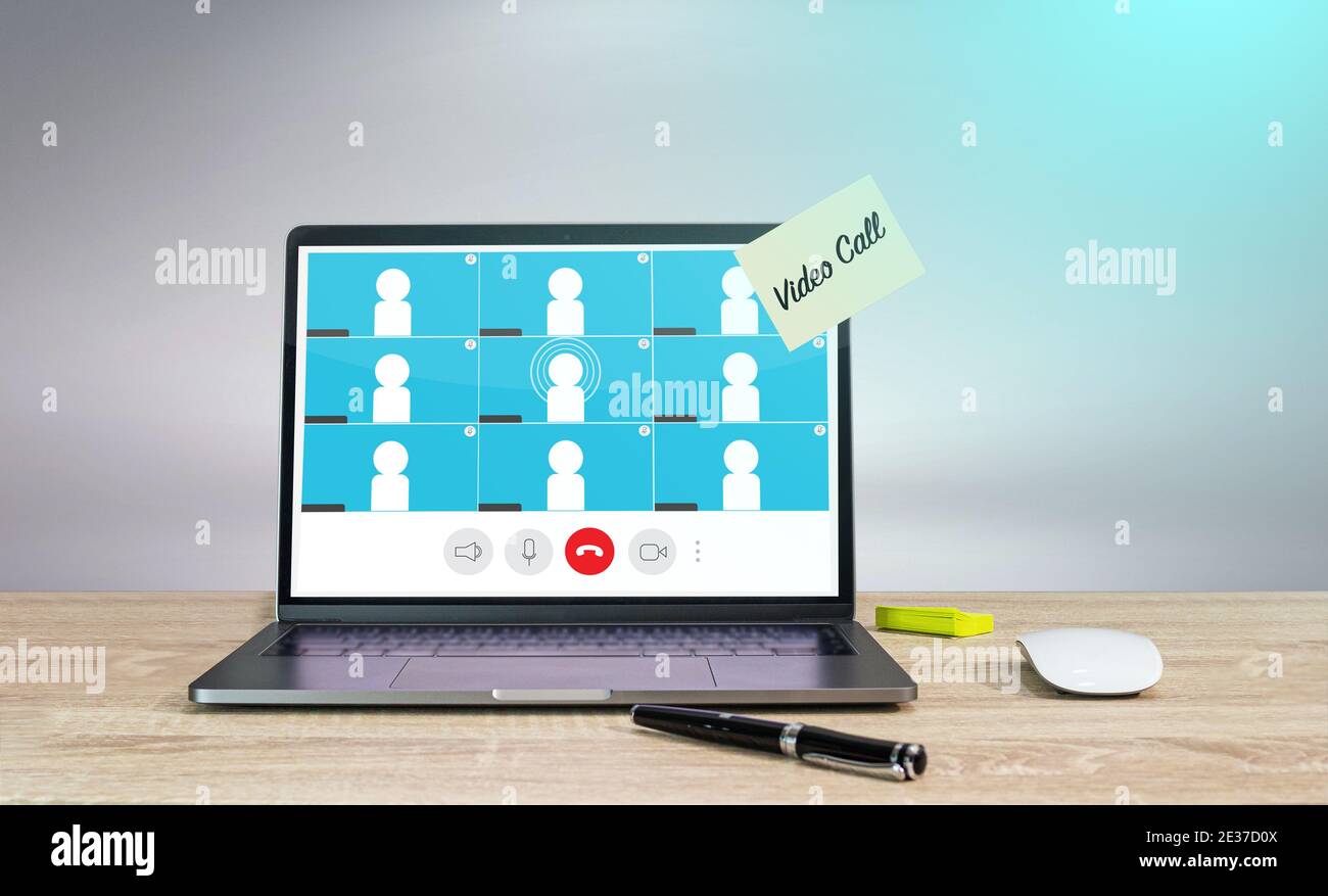 Video conference notebook desk adult hi-res stock photography and ...