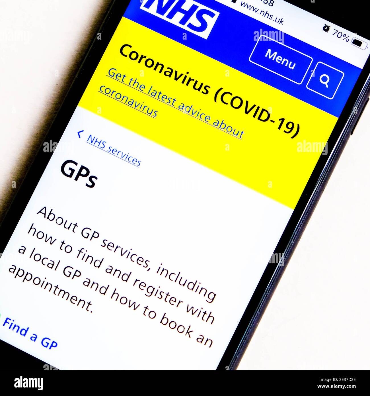 London UK, January 17 2021, NHS App Mobile Or Smart Phone Screenshot ...