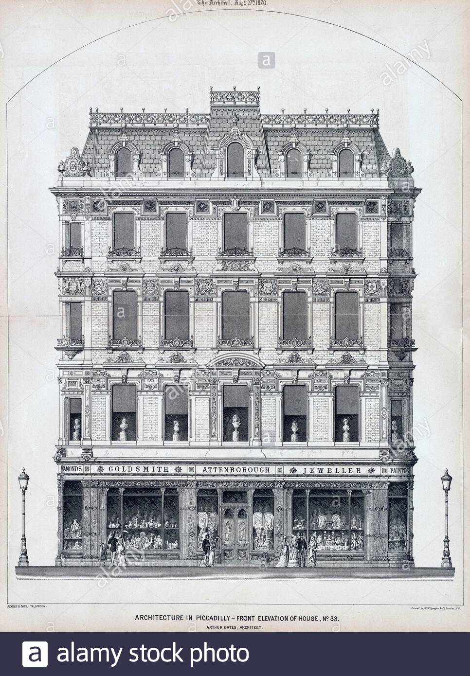 Piccadilly London, England, vintage drawing from 1870 Stock Photo - Alamy