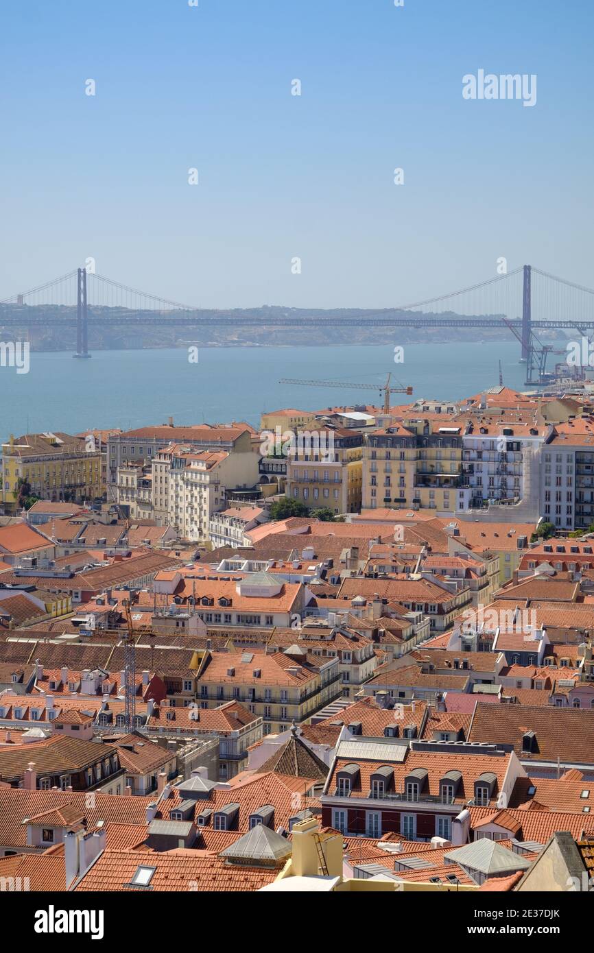 Rooftop view over the historic centre of Lisbon, Portugal Stock Photo ...