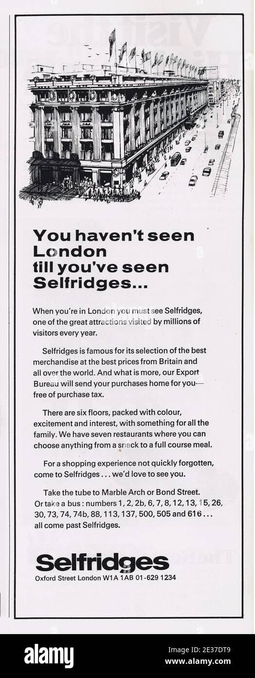 Advertisement for Selfridges department store, In Britain Magazine ...