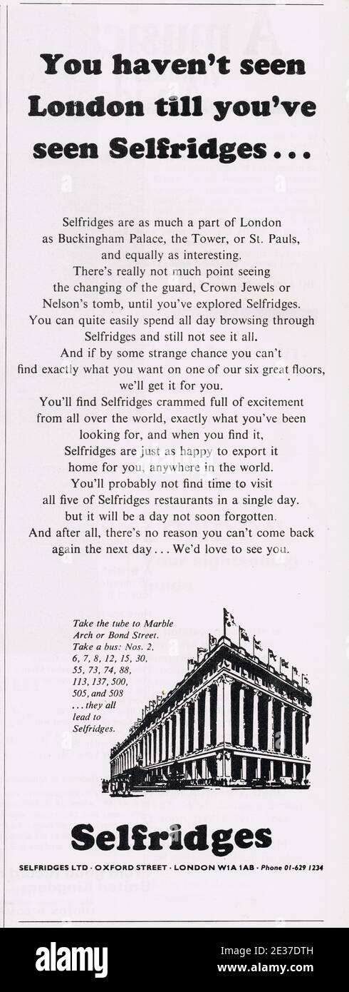 Advertisement for Selfridges department store, In Britain Magazine ...