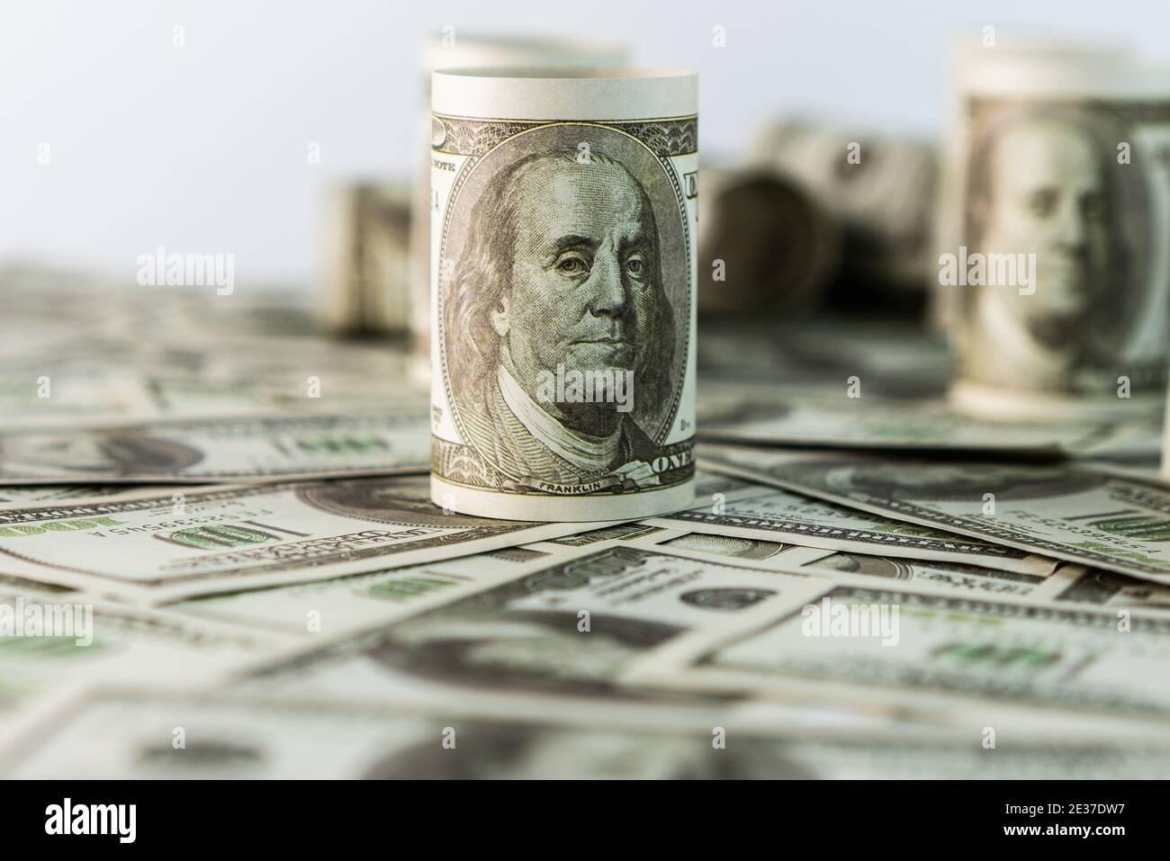 Large money number of many American one hundred dollar paper banknote ...