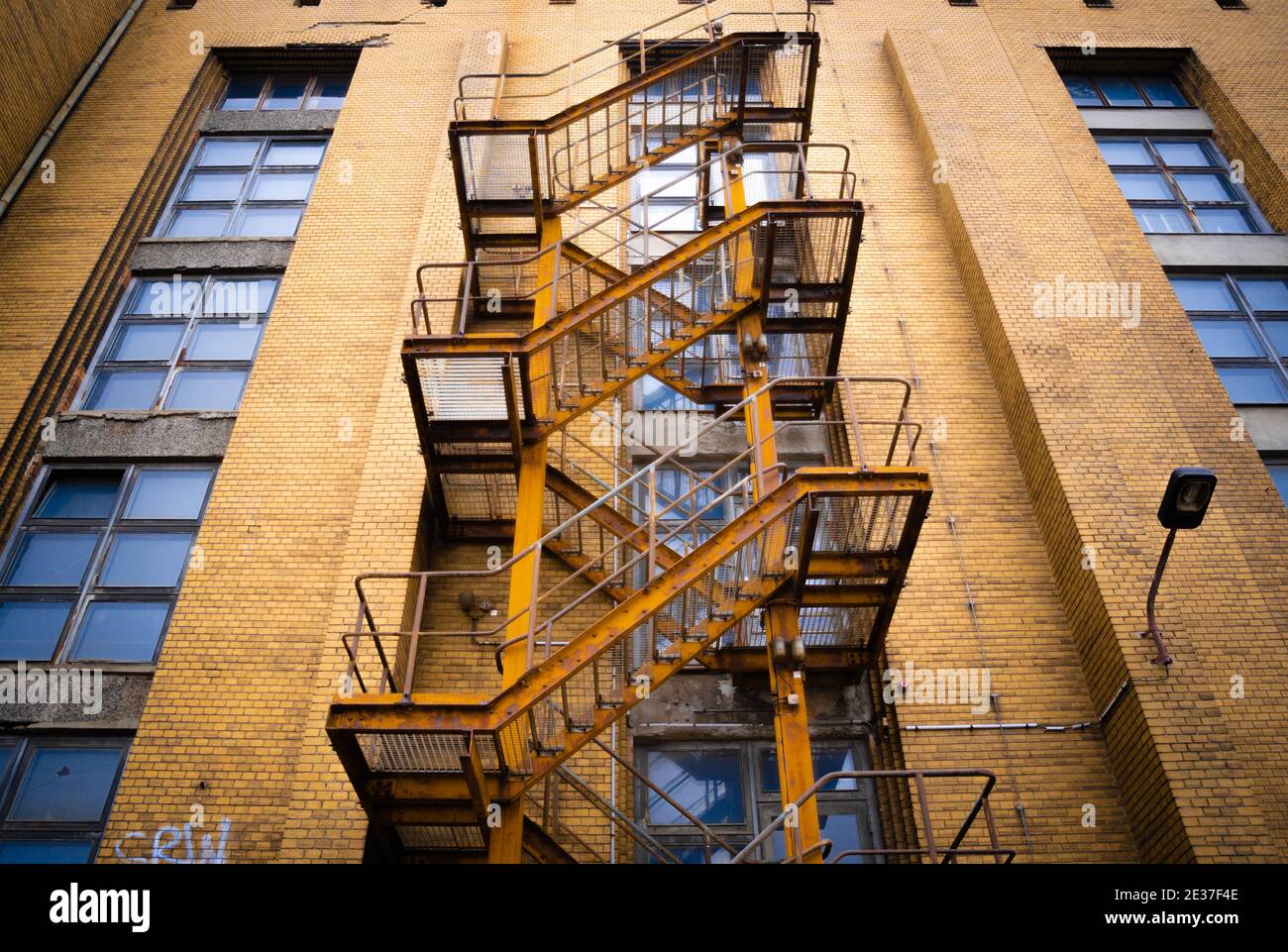 emergency stairway on building wall Stock Photo - Alamy