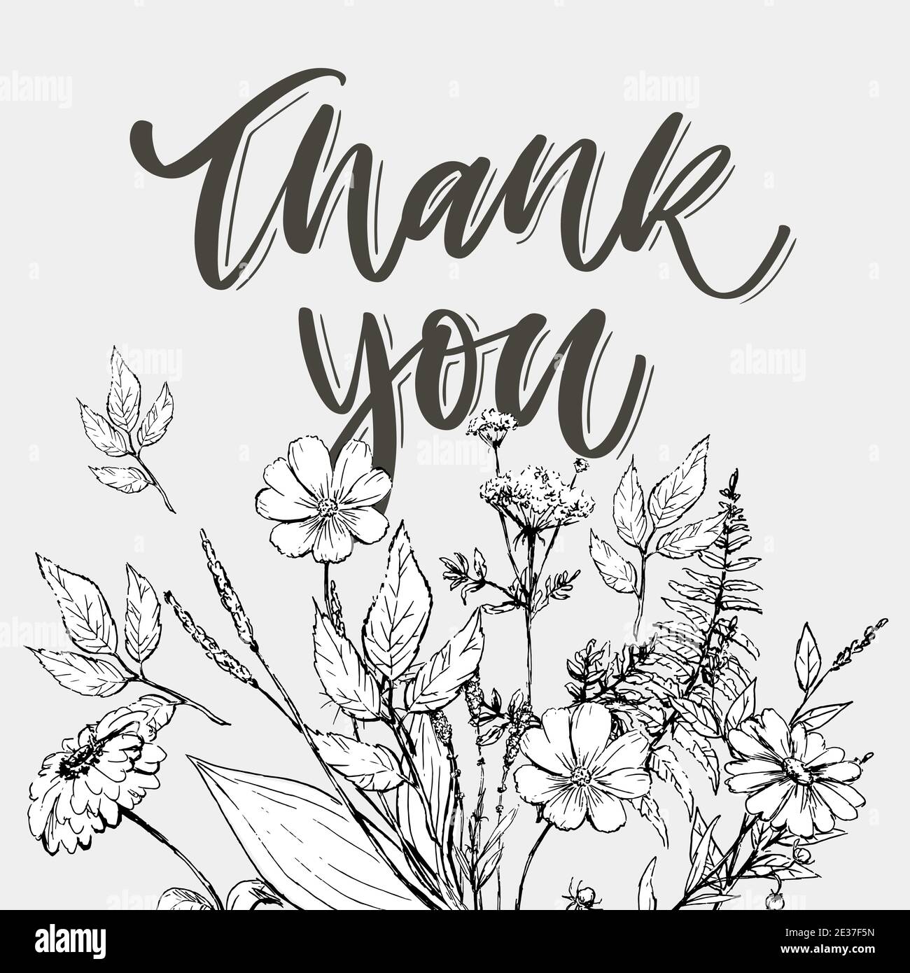 Cute Thank You Script Card Stock Vector Image & Art - Alamy