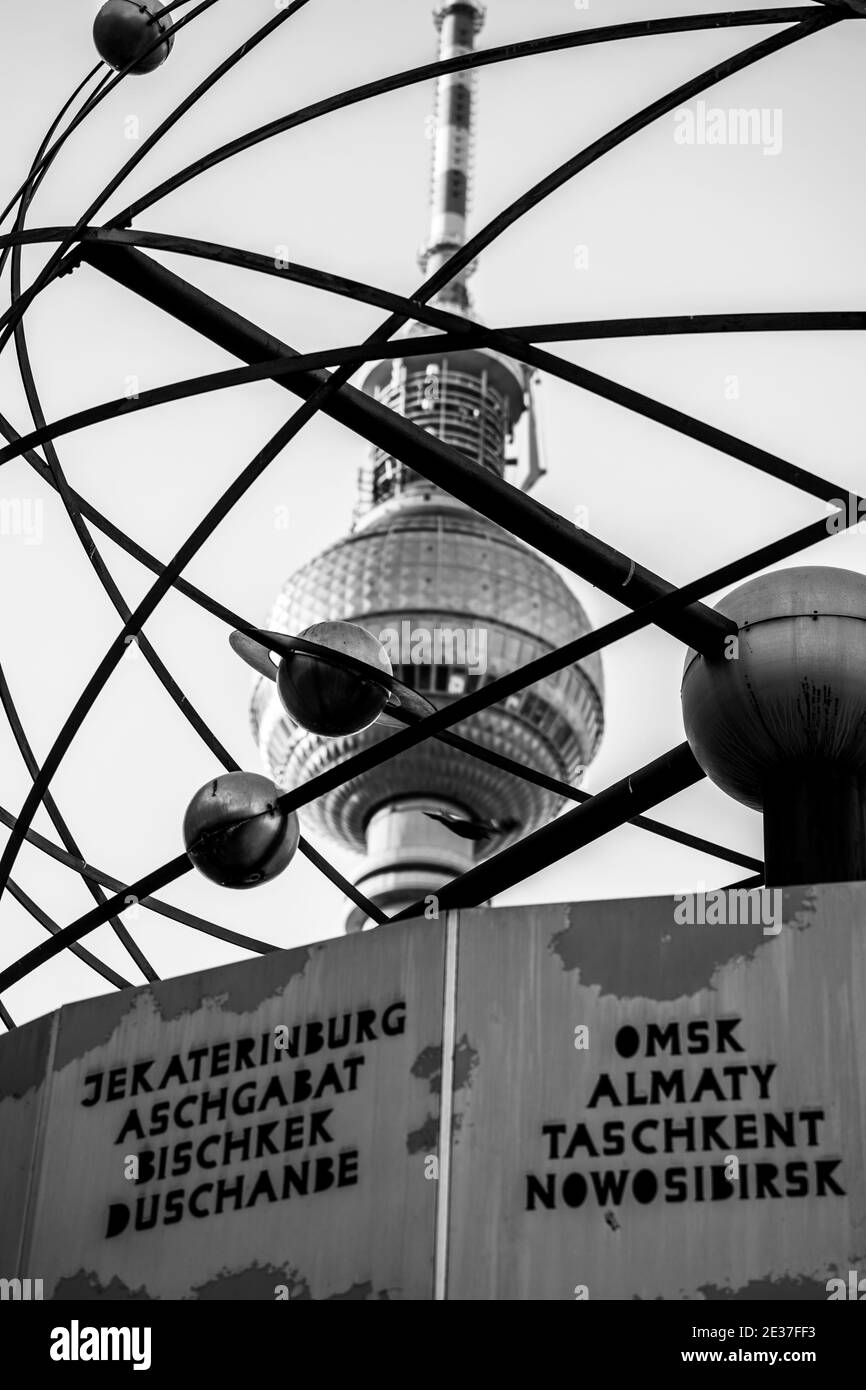 Town clock on high Black and White Stock Photos & Images - Alamy