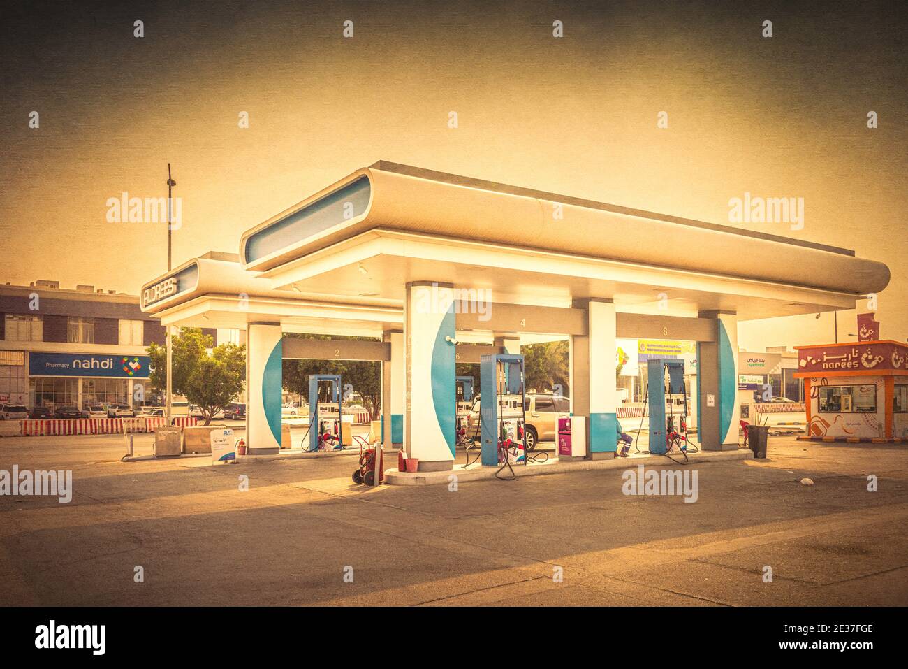 Gas station - textured Stock Photo - Alamy