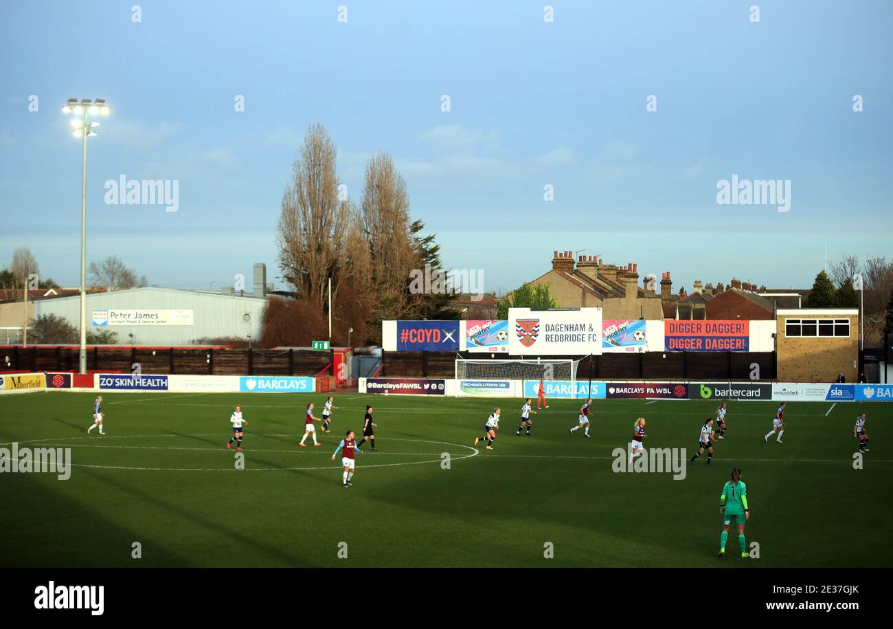 General view of the action inside an empty stadium during the FA Women ...