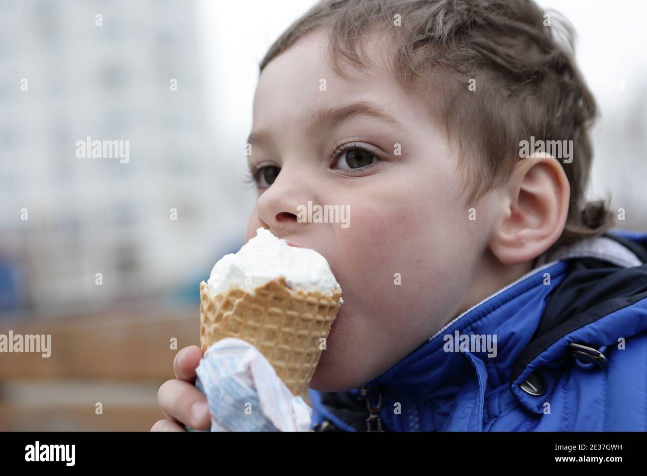 Boy Licking Ice Cream Cone High Resolution Stock Photography and Images ...