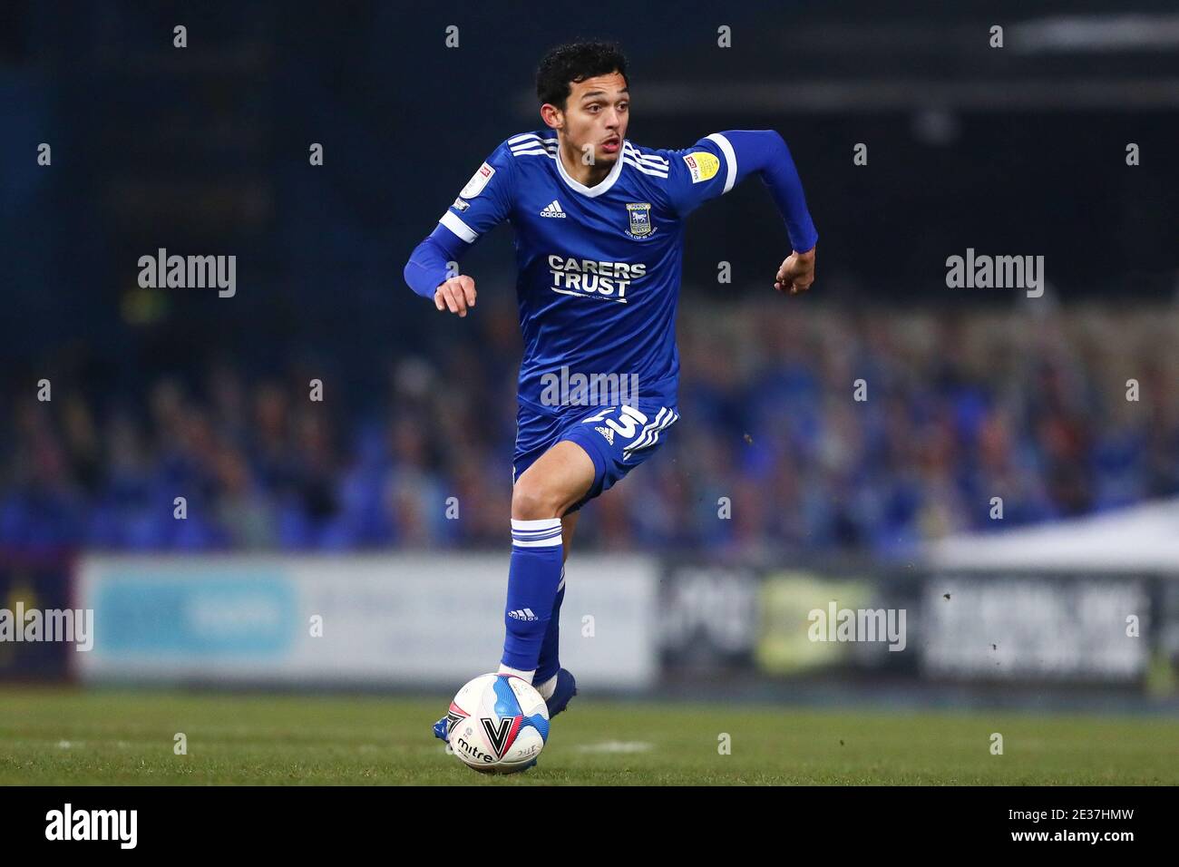 Ipswich, UK. 9th Jan, 2021. Andre Dozzell of Ipswich Town in action ...